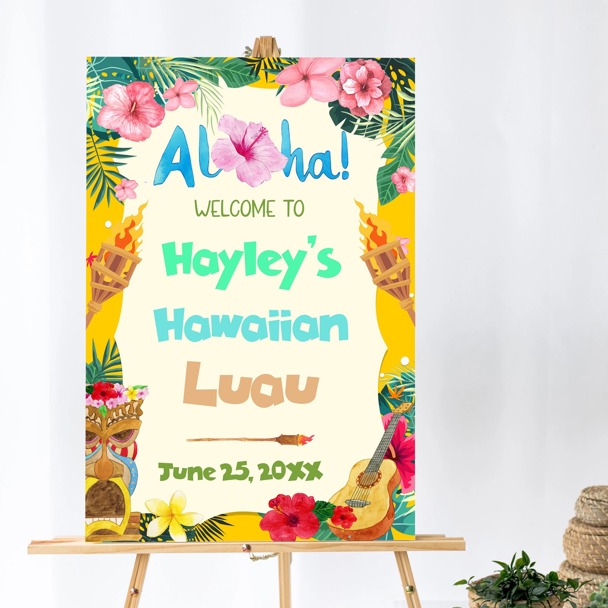 Customizable Luau Welcome Sign | Luau Party Sign Template - Posh Park