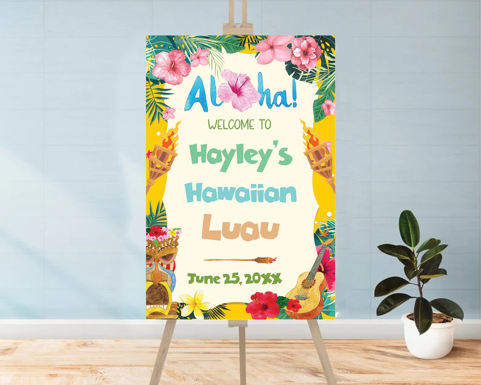 Customizable Luau Welcome Sign | Luau Party Sign Template - Posh Park