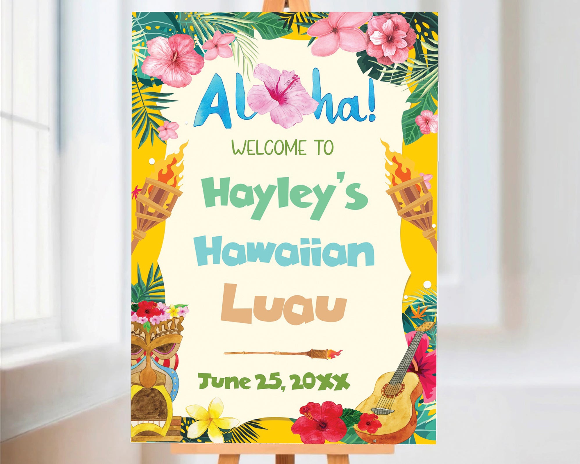 Customizable Luau Welcome Sign | Luau Party Sign Template - Posh Park