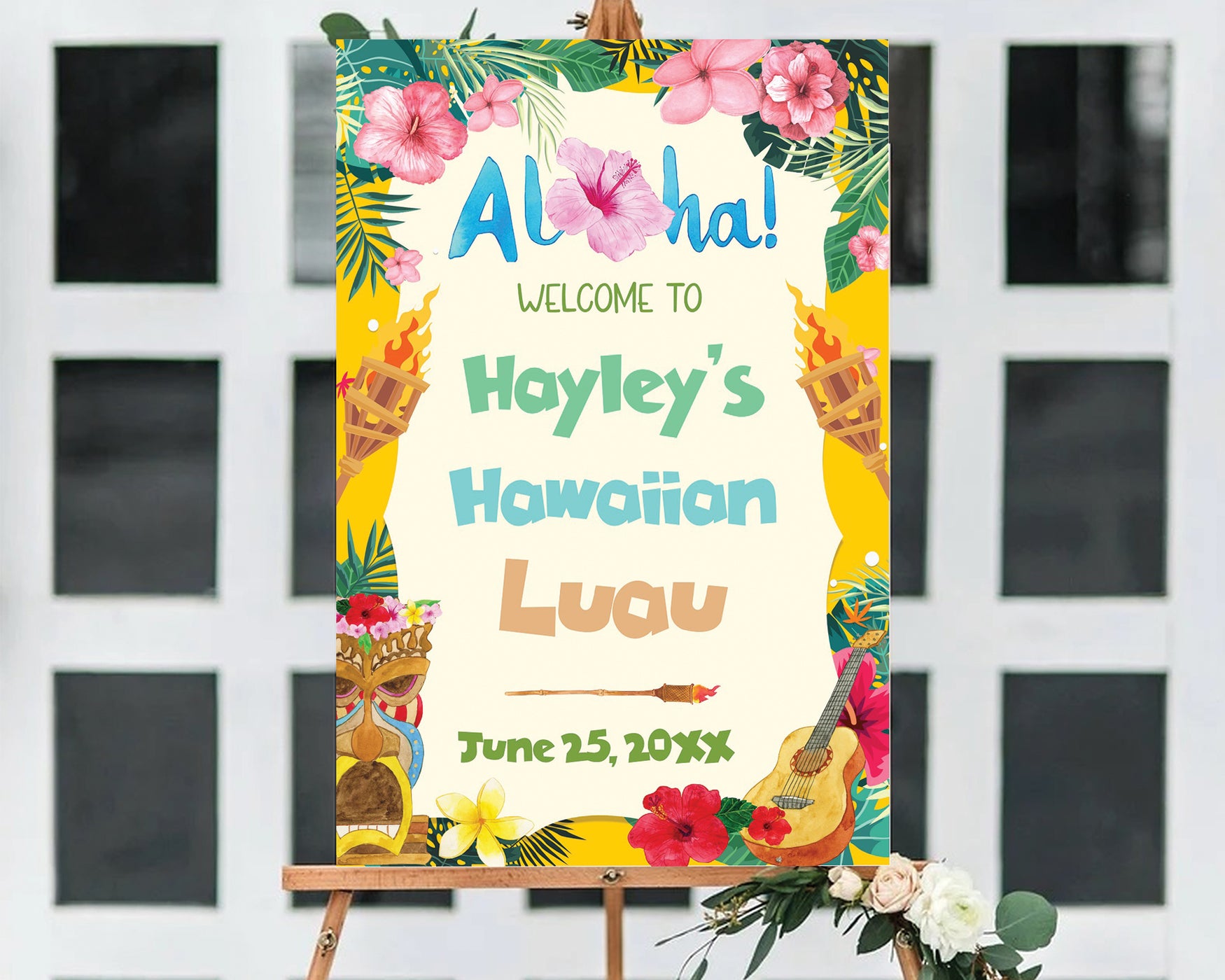 Customizable Luau Welcome Sign | Luau Party Sign Template - Posh Park