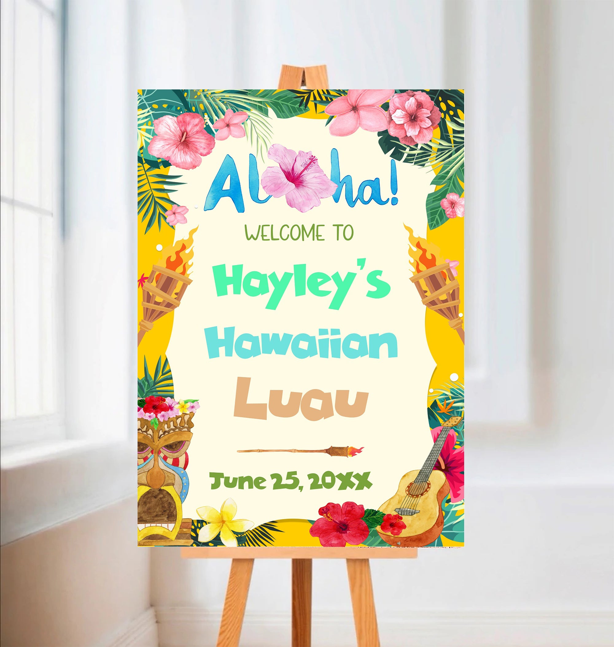 Customizable Luau Welcome Sign | Luau Party Sign Template - Posh Park