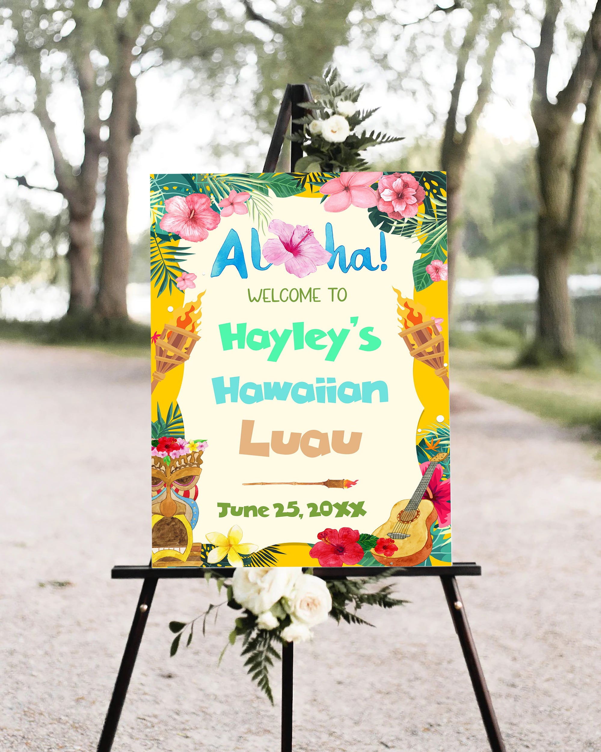 Customizable Luau Welcome Sign | Luau Party Sign Template - Posh Park