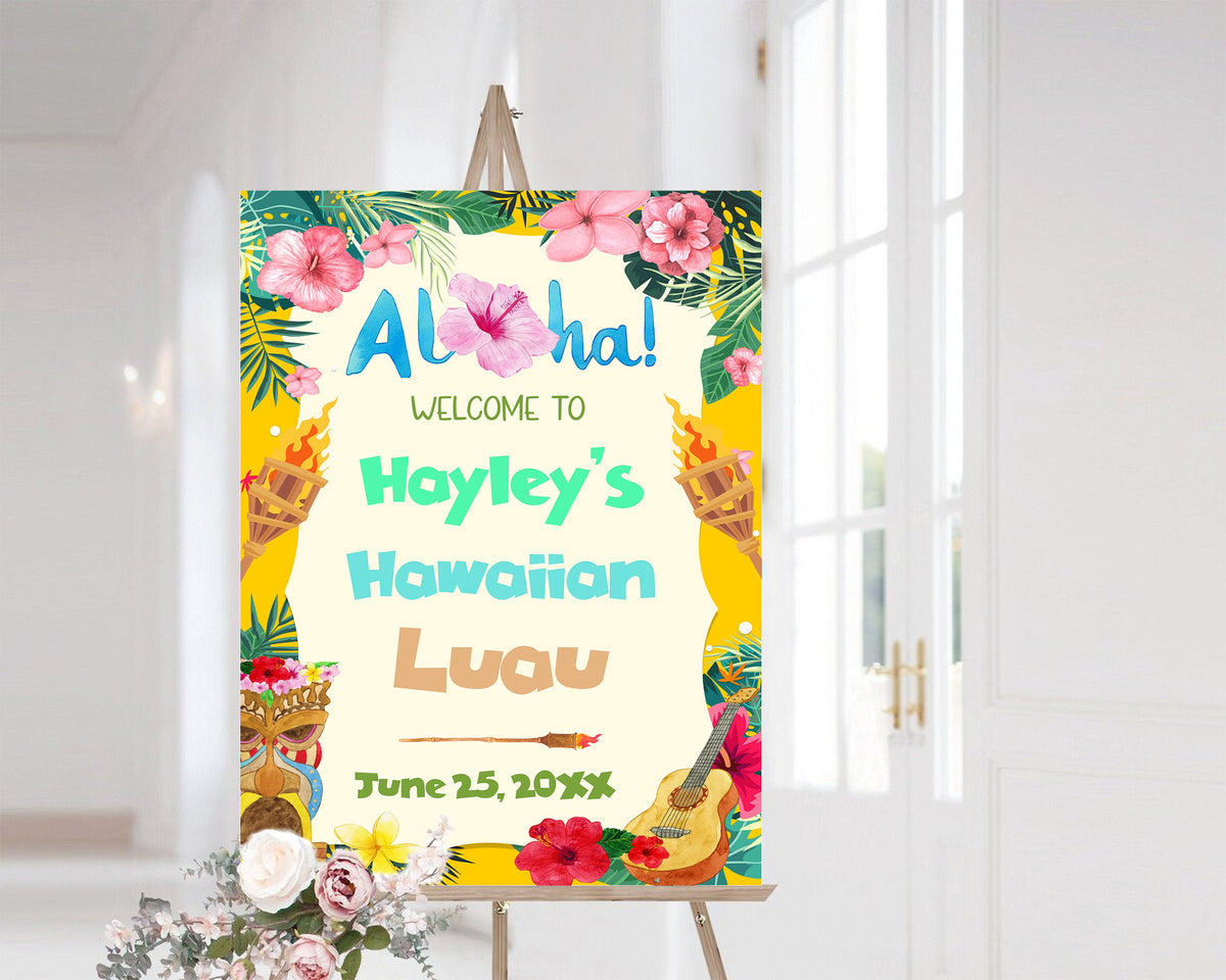 Customizable Luau Welcome Sign | Luau Party Sign Template - Posh Park