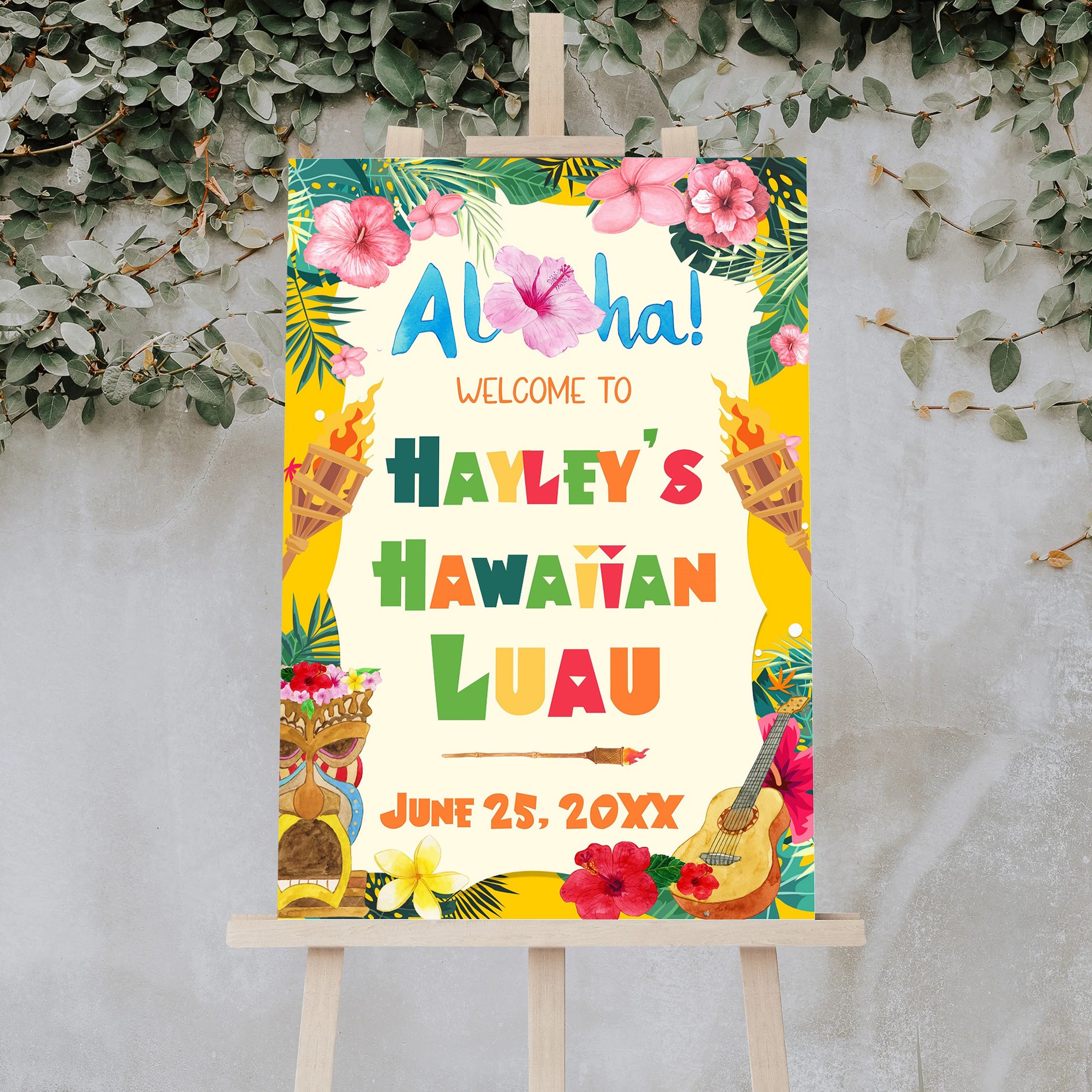 DIY Luau Welcome Sign Template | Hawaiian-Themed Party Sign - Posh Park