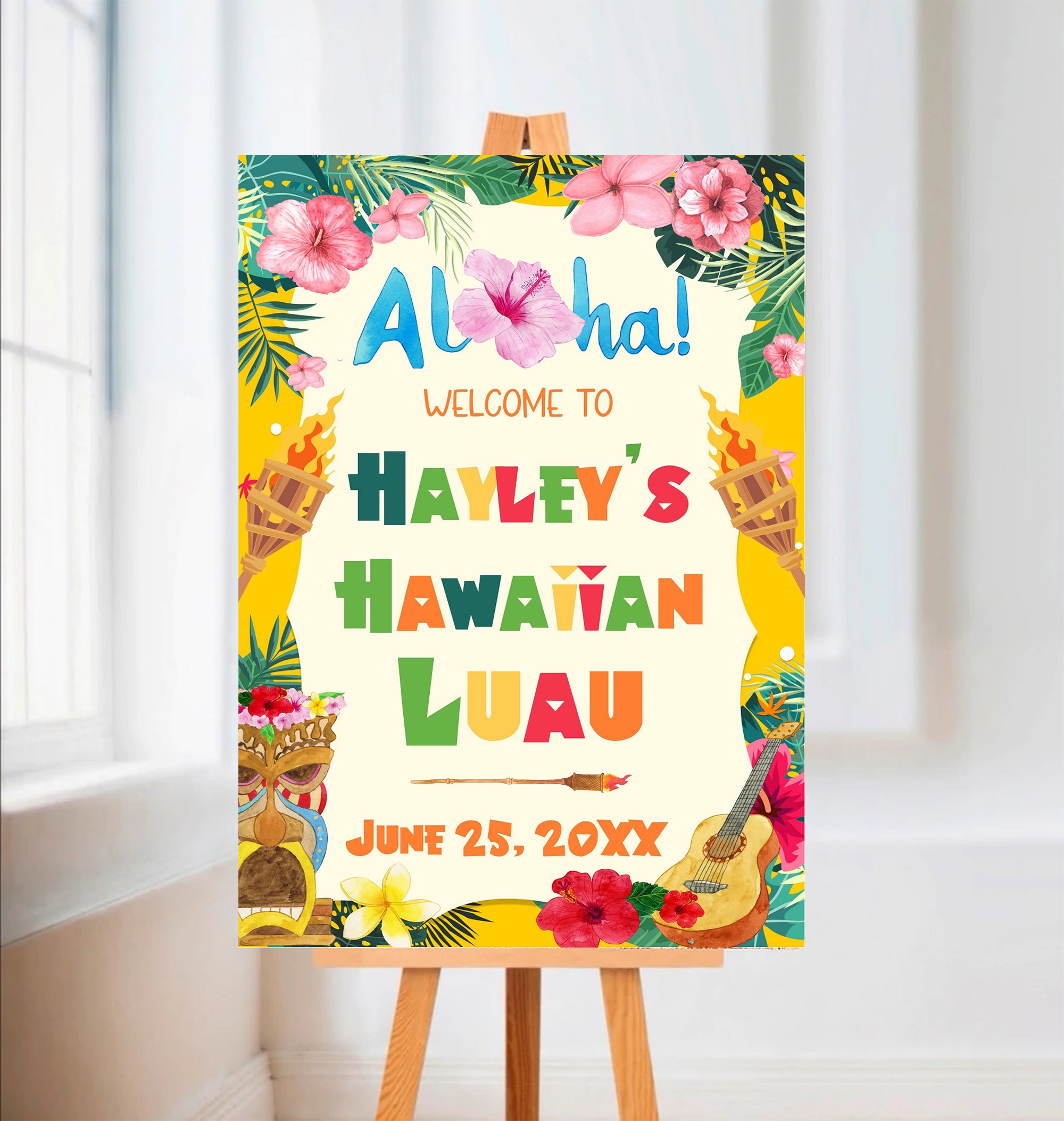 DIY Luau Welcome Sign Template | Hawaiian-Themed Party Sign - Posh Park