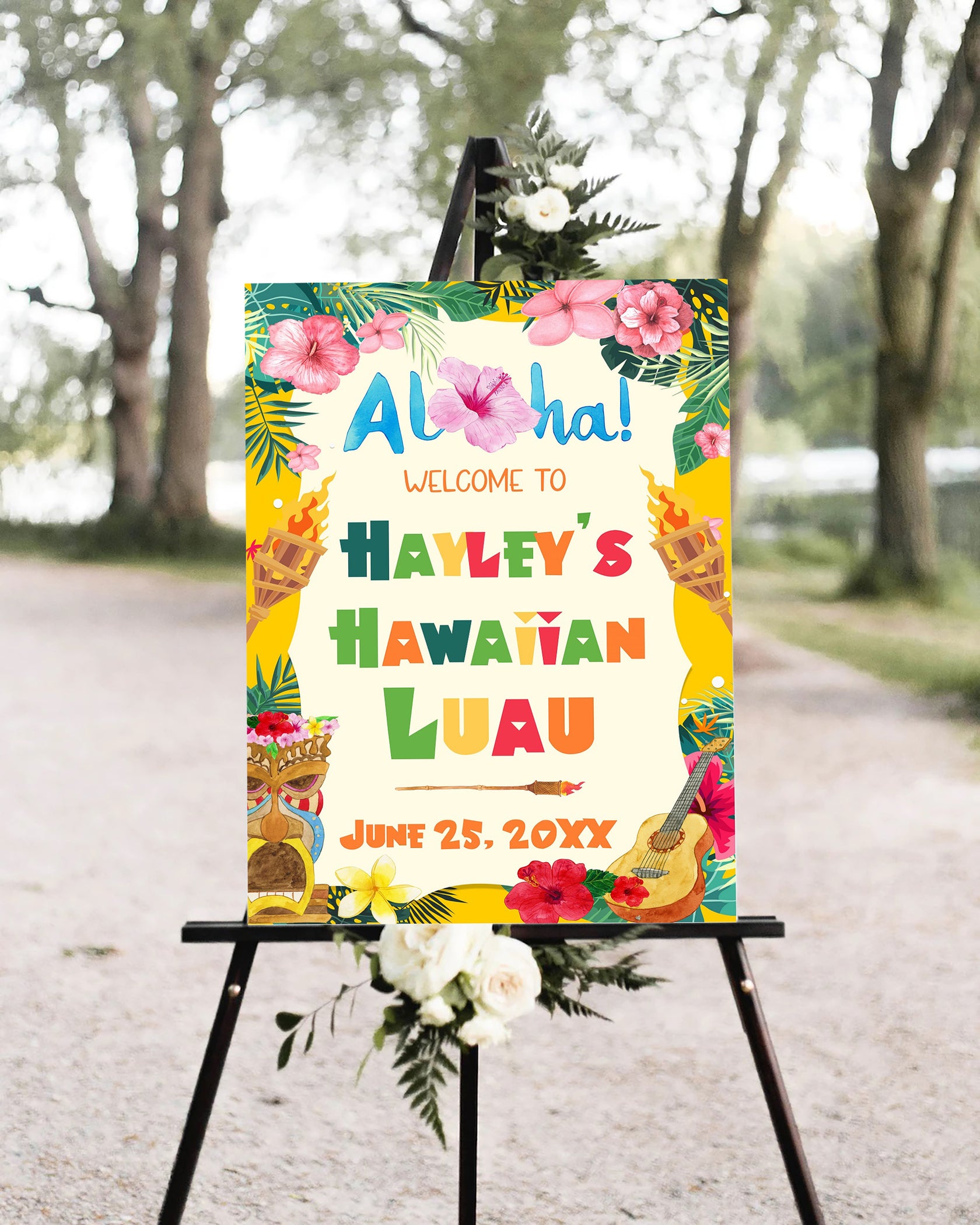 DIY Luau Welcome Sign Template | Hawaiian-Themed Party Sign - Posh Park