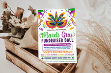 Customizable Mardi Gras Fundraiser Flyer | School Masquerade Theme ...