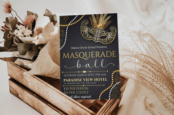 Customizable Masquerade Ball Prom Flyer | School Masquerade Theme ...