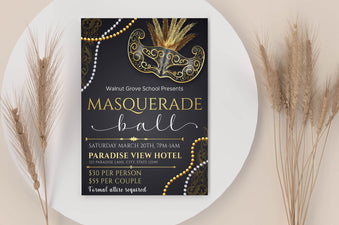 Customizable Masquerade Ball Prom Flyer | School Masquerade Theme ...