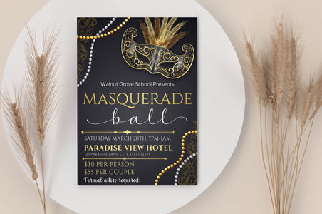 Customizable Masquerade Ball Prom Flyer | School Masquerade Theme ...