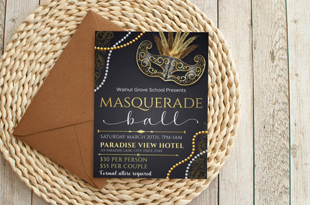 Customizable Masquerade Ball Prom Flyer | School Masquerade Theme ...