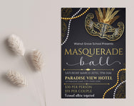 Customizable Masquerade Ball Prom Flyer | School Masquerade Theme ...