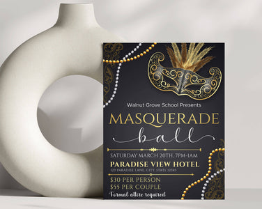 Customizable Masquerade Ball Prom Flyer | School Masquerade Theme ...