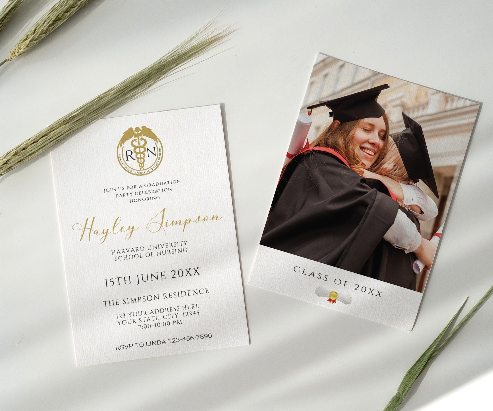 Customizable Minimalist Nurse Graduation Invitation Template | Medical ...