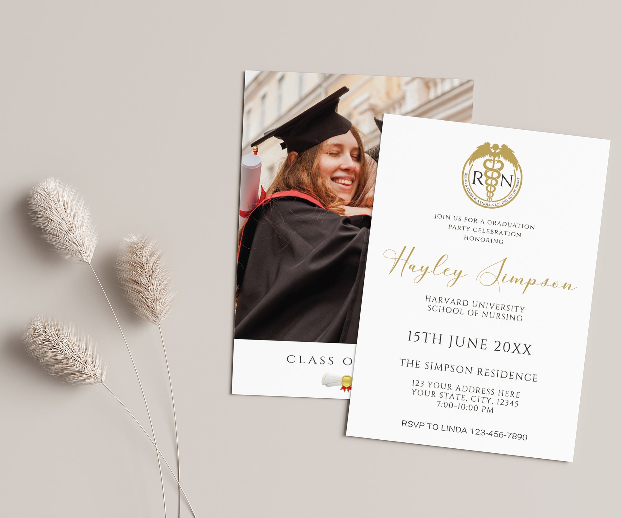 Customizable Minimalist Nurse Graduation Invitation Template | Medical ...