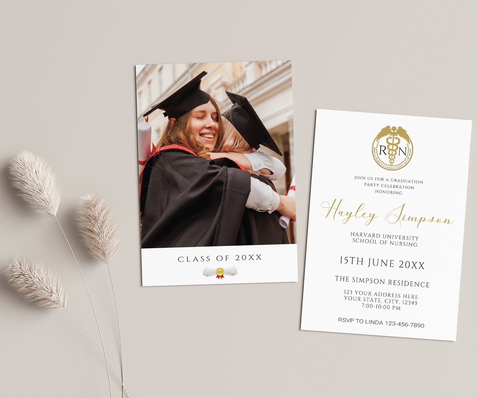 Customizable Minimalist Nurse Graduation Invitation Template | Medical ...
