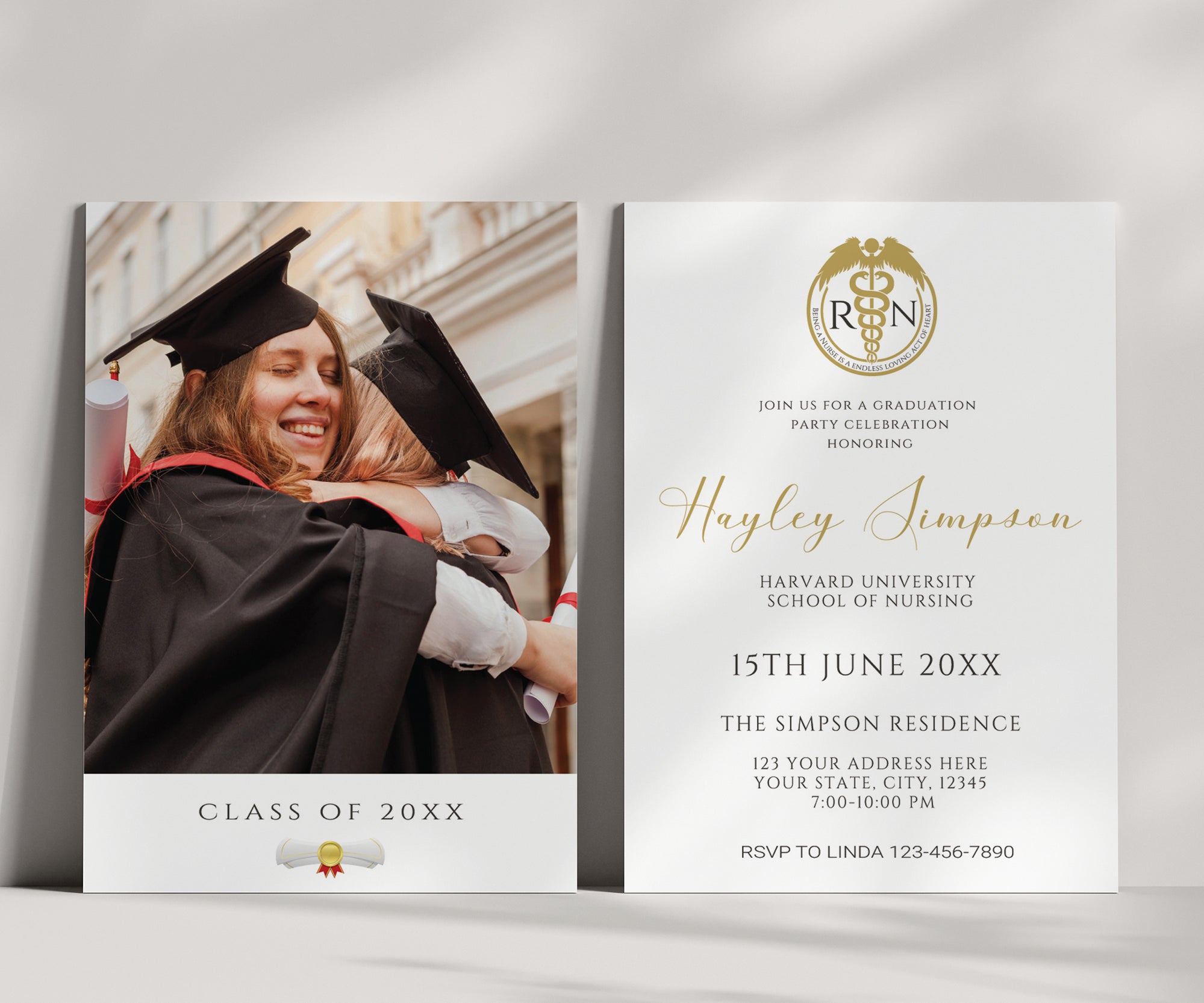 Customizable Minimalist Nurse Graduation Invitation Template | Medical ...