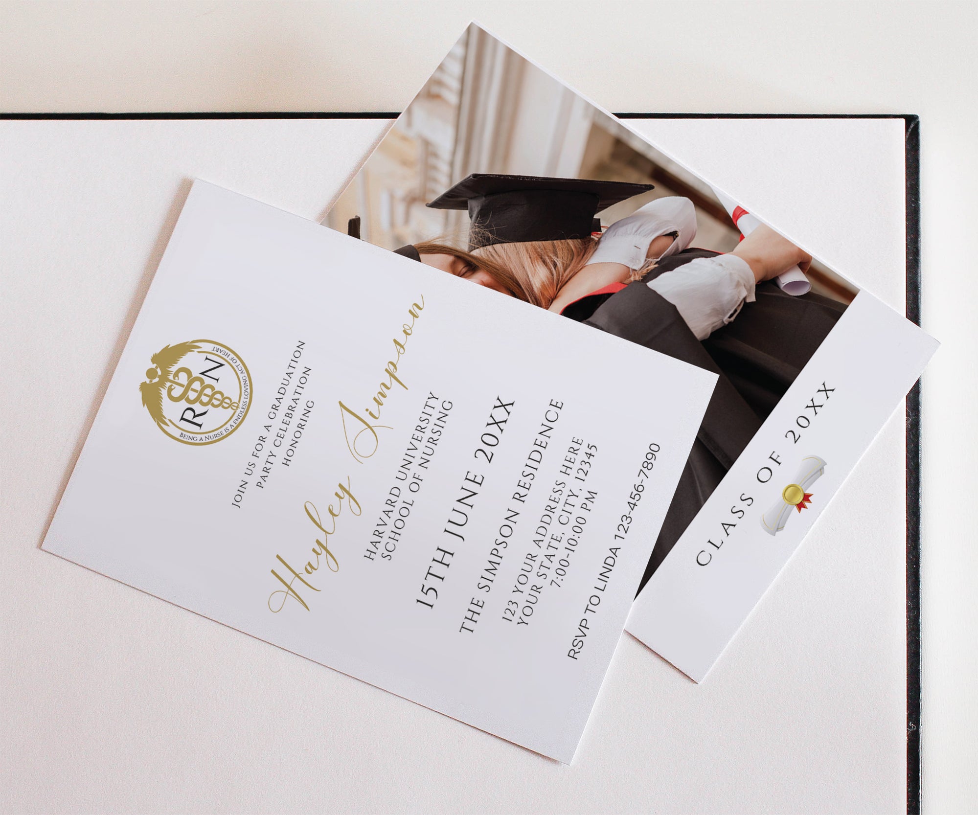 Customizable Minimalist Nurse Graduation Invitation Template | Medical ...