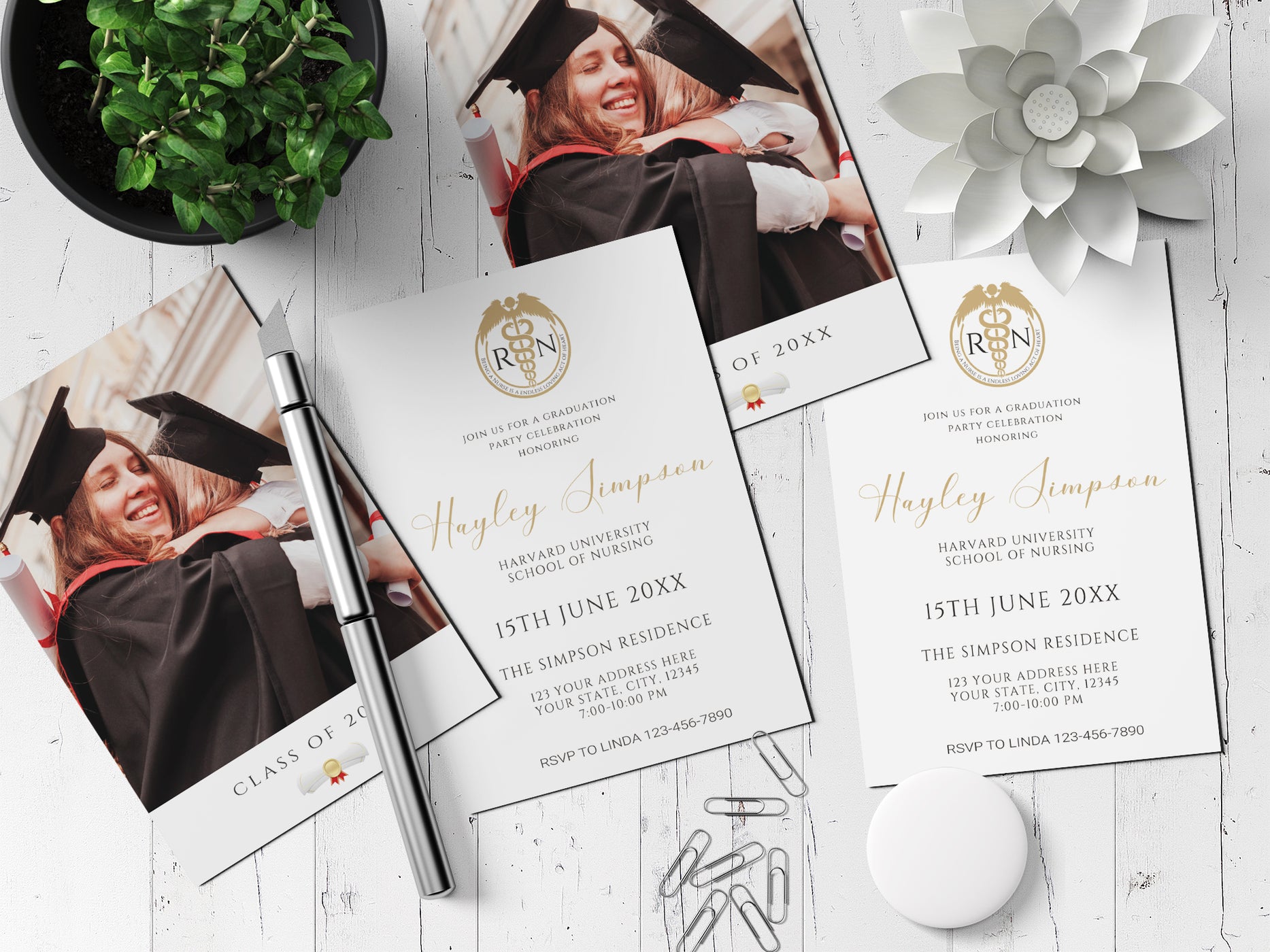 Customizable Minimalist Nurse Graduation Invitation Template | Medical ...