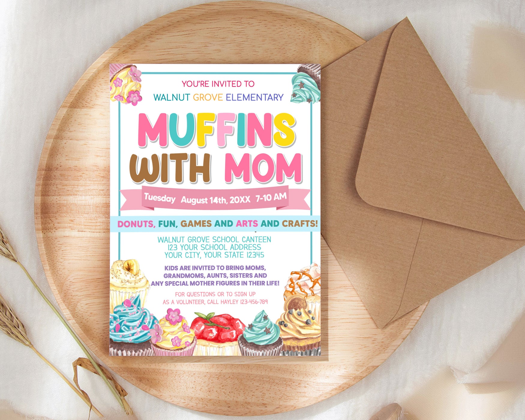 DIY Muffins With Mom Flyer Template | School Muffins Flyer Invitation ...