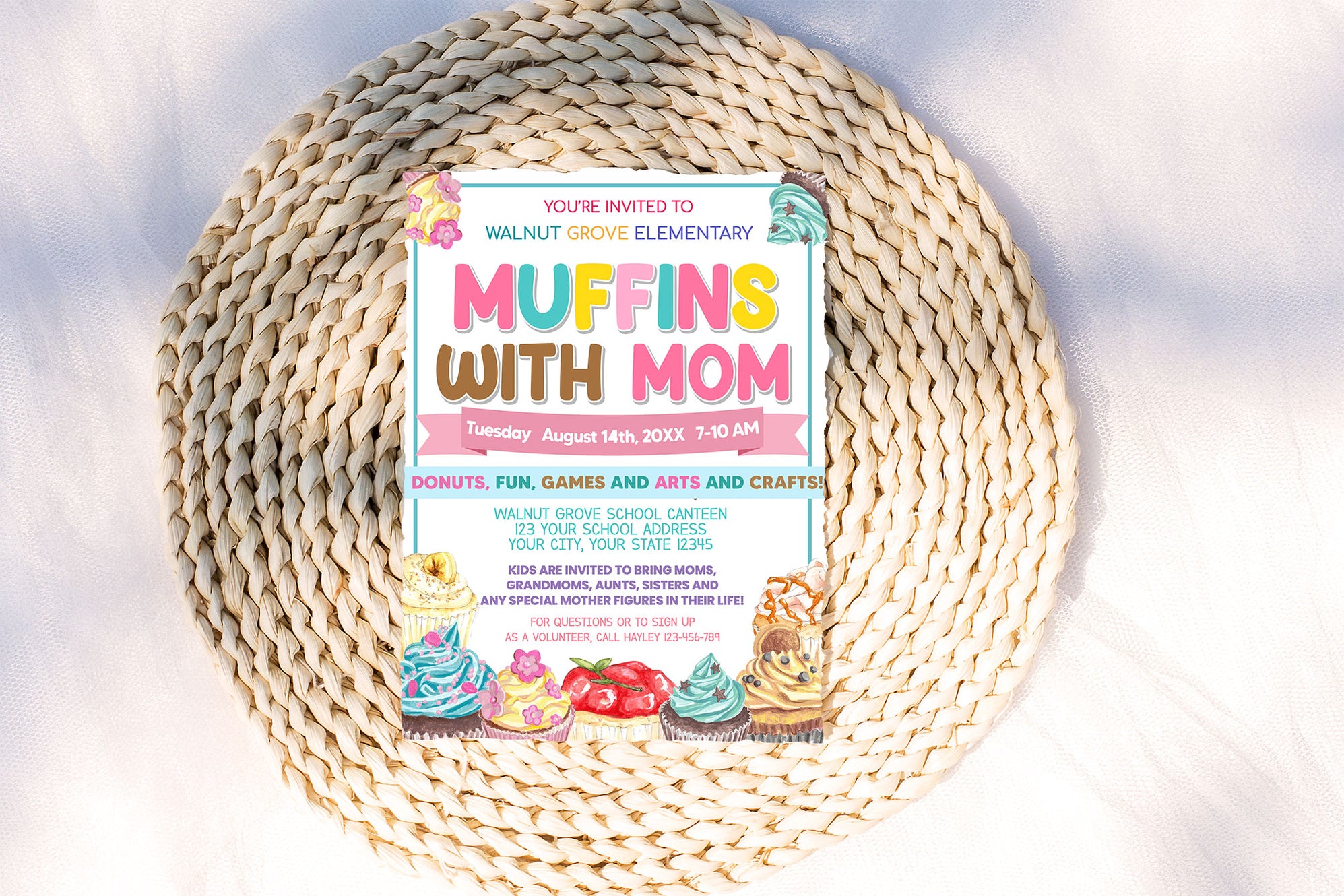 DIY Muffins With Mom Flyer Template | School Muffins Flyer Invitation ...