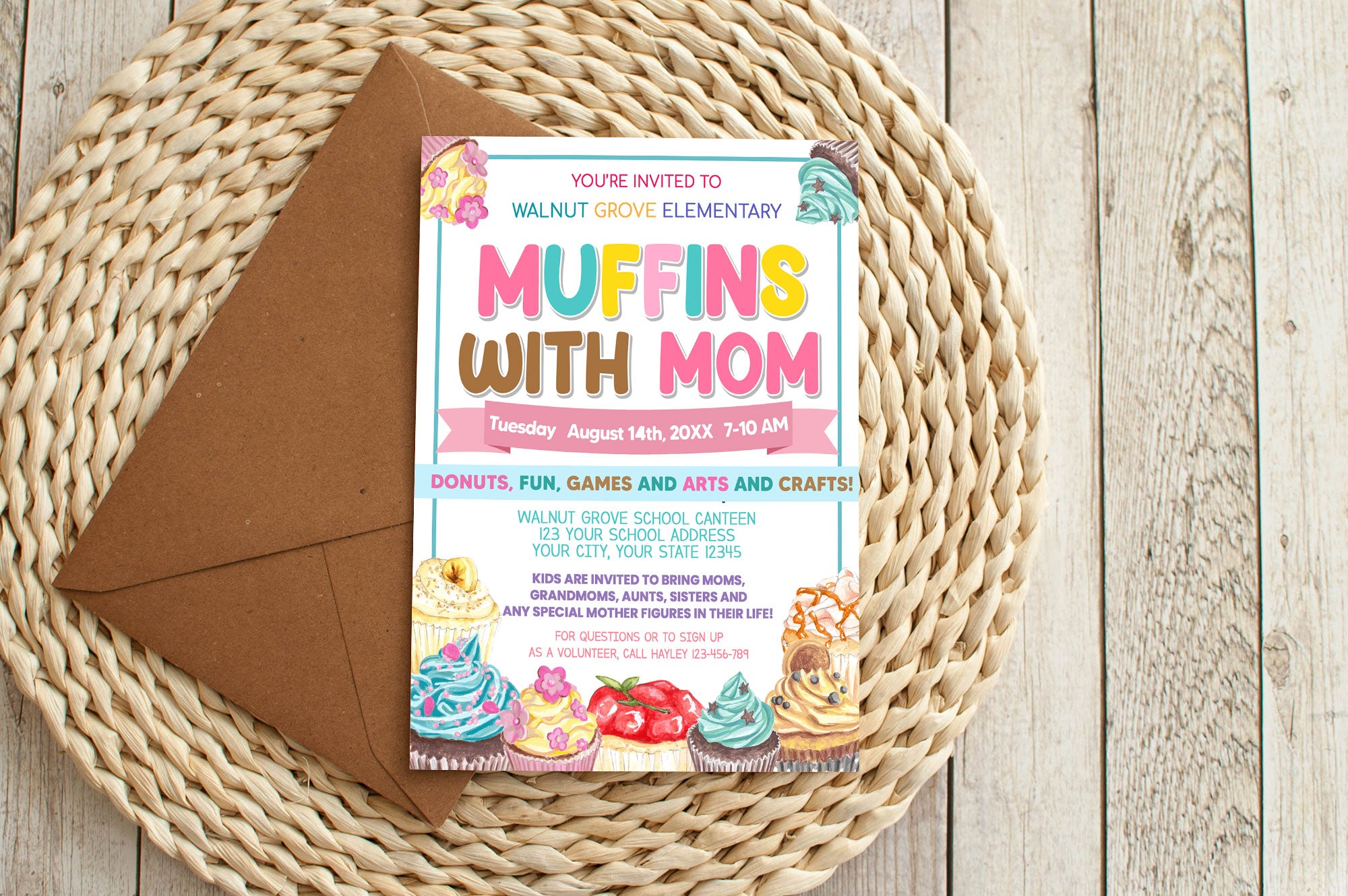 DIY Muffins With Mom Flyer Template | School Muffins Flyer Invitation ...