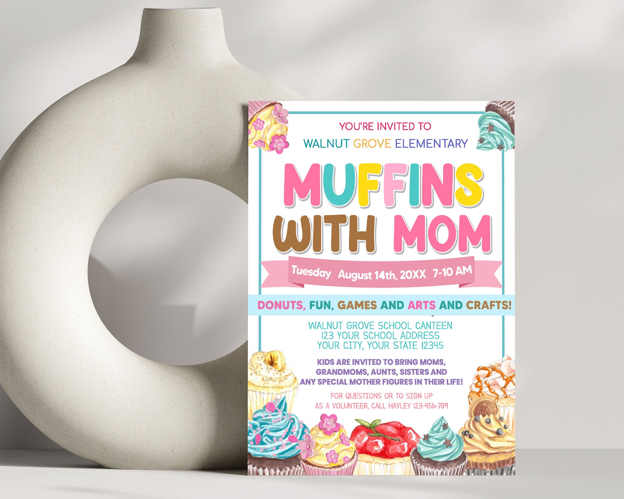 DIY Muffins With Mom Flyer Template | School Muffins Flyer Invitation ...