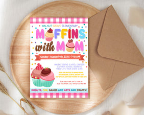 Customizable Muffins With Mom Fundraiser Flyer | PTO PTA School Church ...