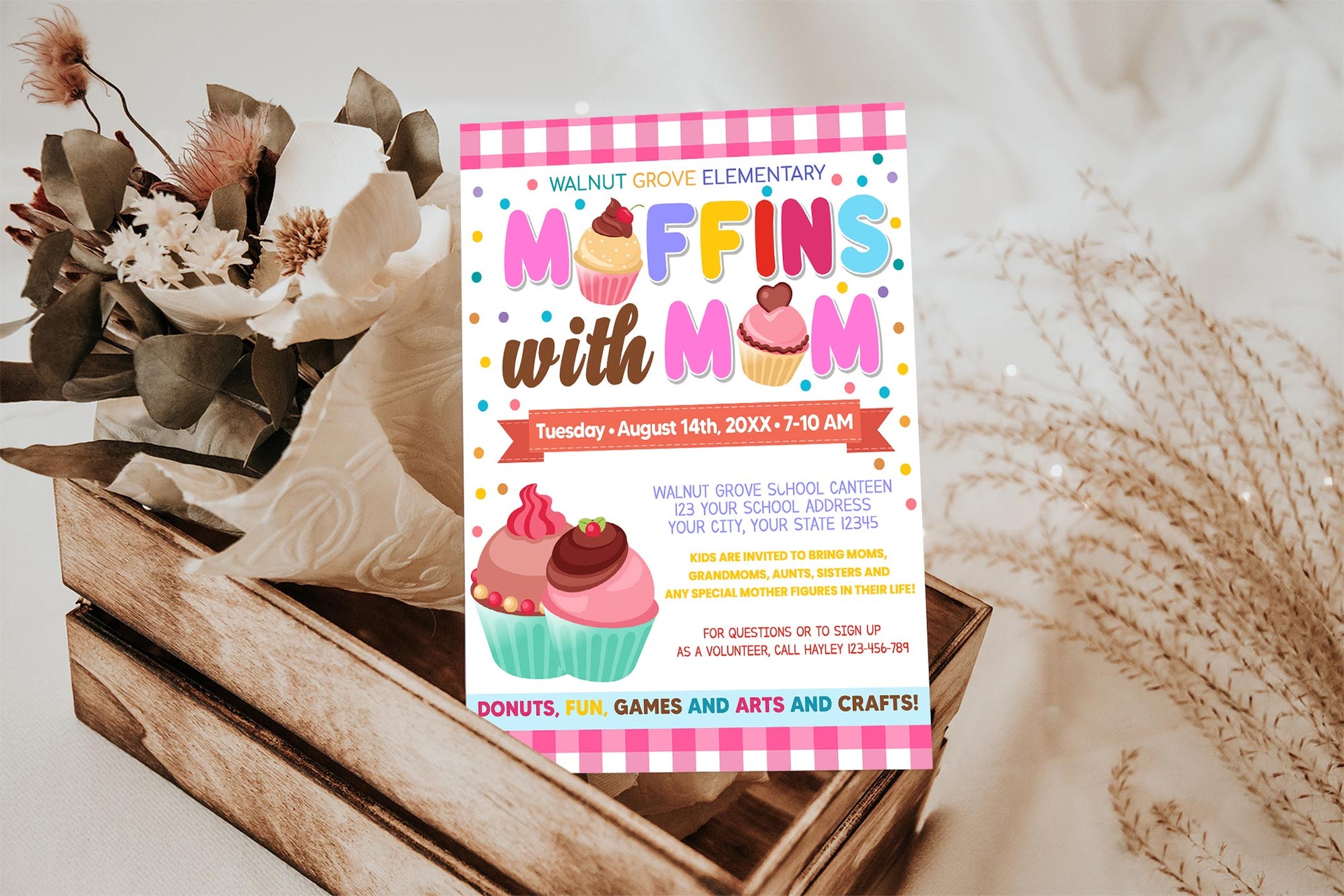 Customizable Muffins With Mom Fundraiser Flyer | PTO PTA School Church ...