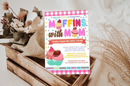Customizable Muffins With Mom Fundraiser Flyer | PTO PTA School Church ...