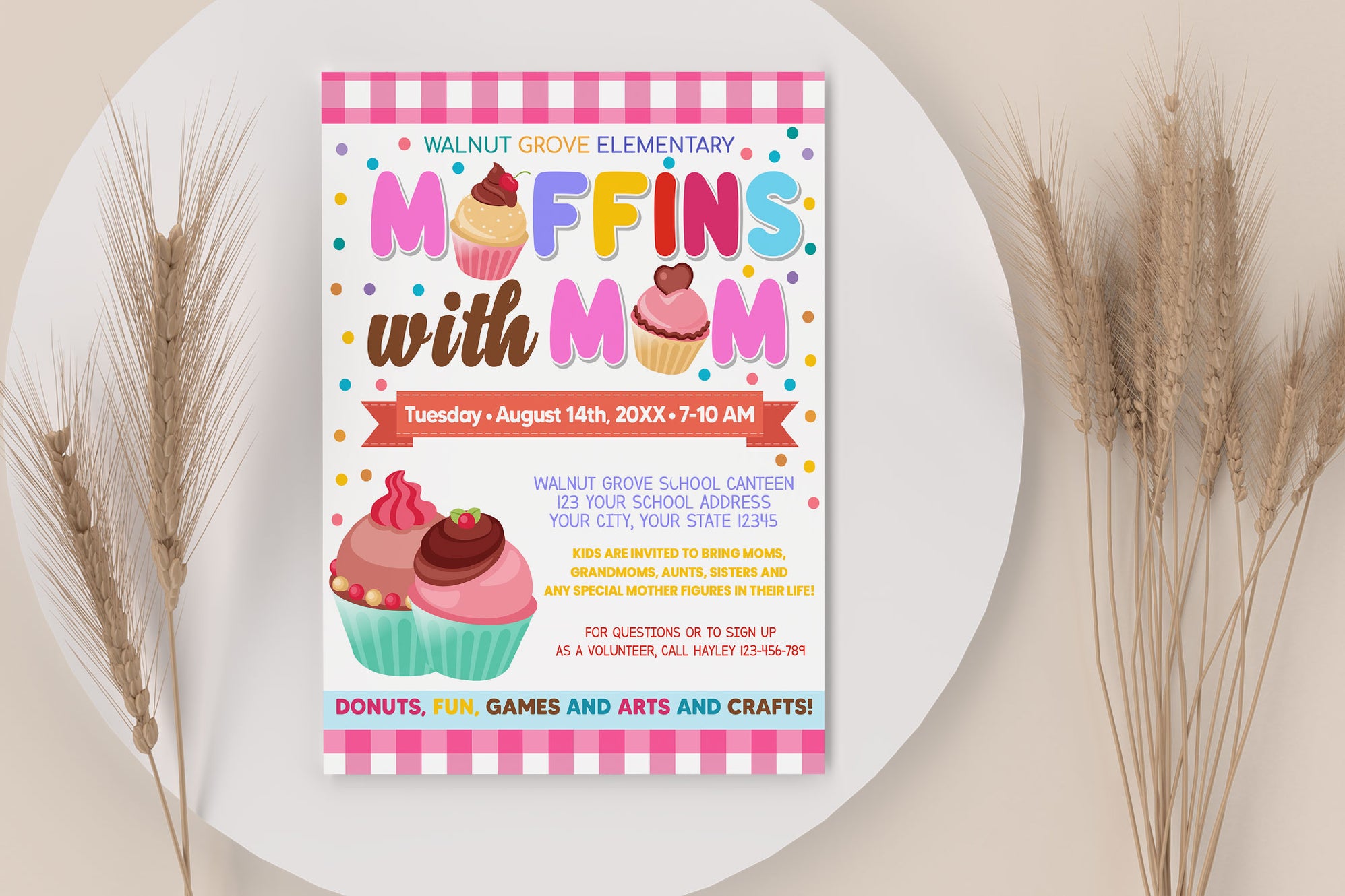 Customizable Muffins With Mom Fundraiser Flyer | PTO PTA School Church ...