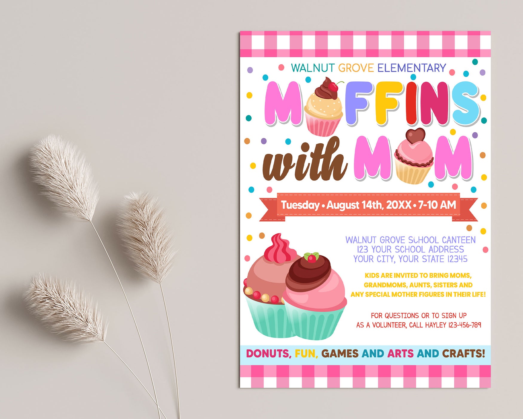 Customizable Muffins With Mom Fundraiser Flyer | PTO PTA School Church ...