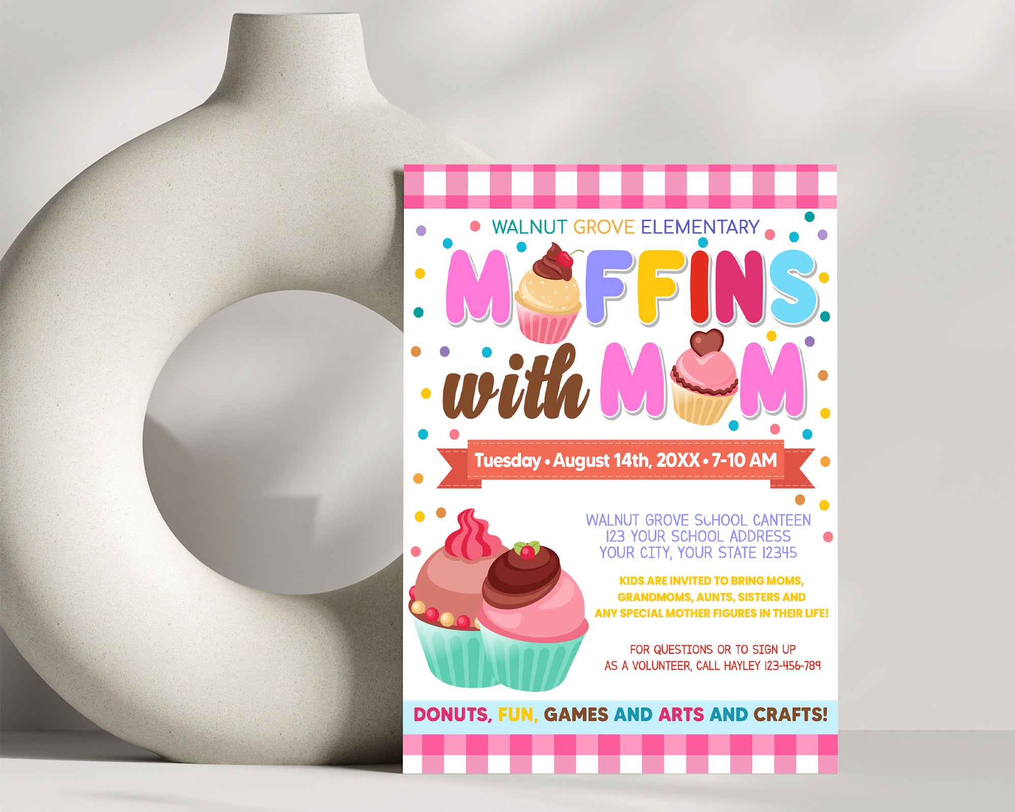 Customizable Muffins With Mom Fundraiser Flyer | PTO PTA School Church ...