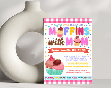 Customizable Muffins With Mom Fundraiser Flyer | PTO PTA School Church ...