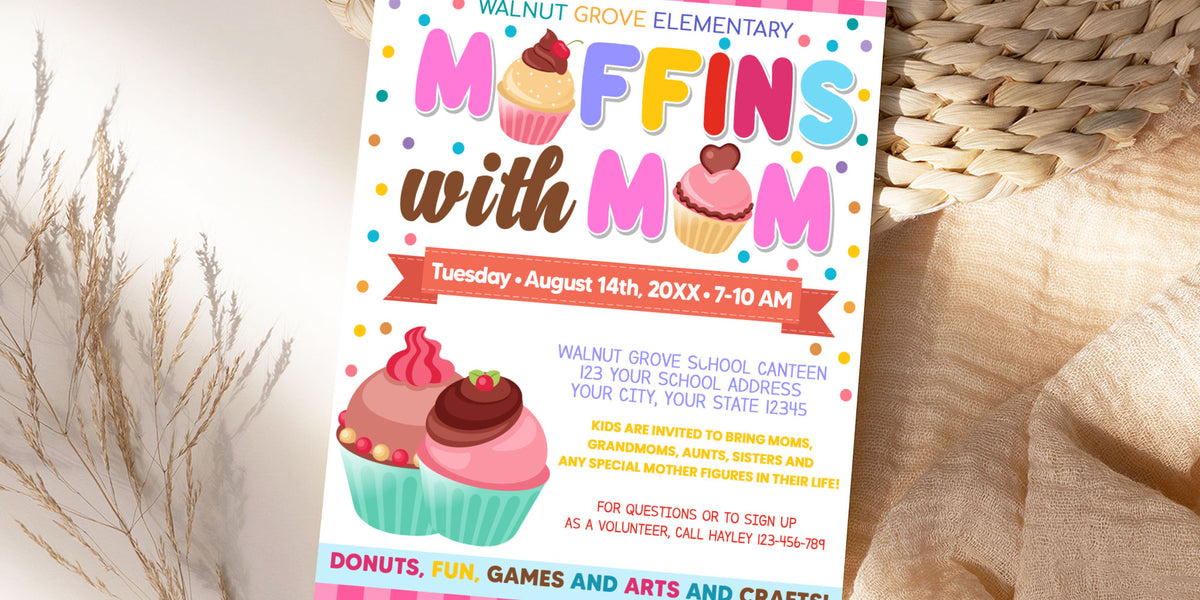 Customizable Muffins With Mom Fundraiser Flyer | PTO PTA School Church ...