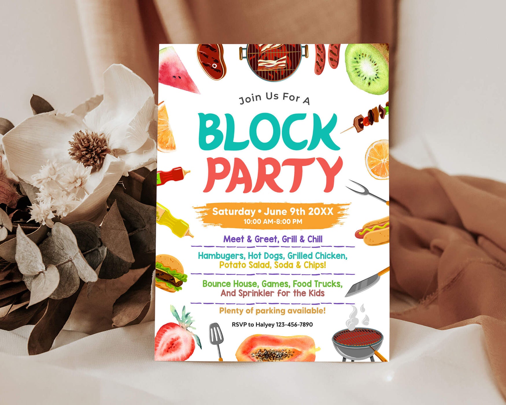 Customizable Block Party Barbecue Invitation Template | BBQ ...