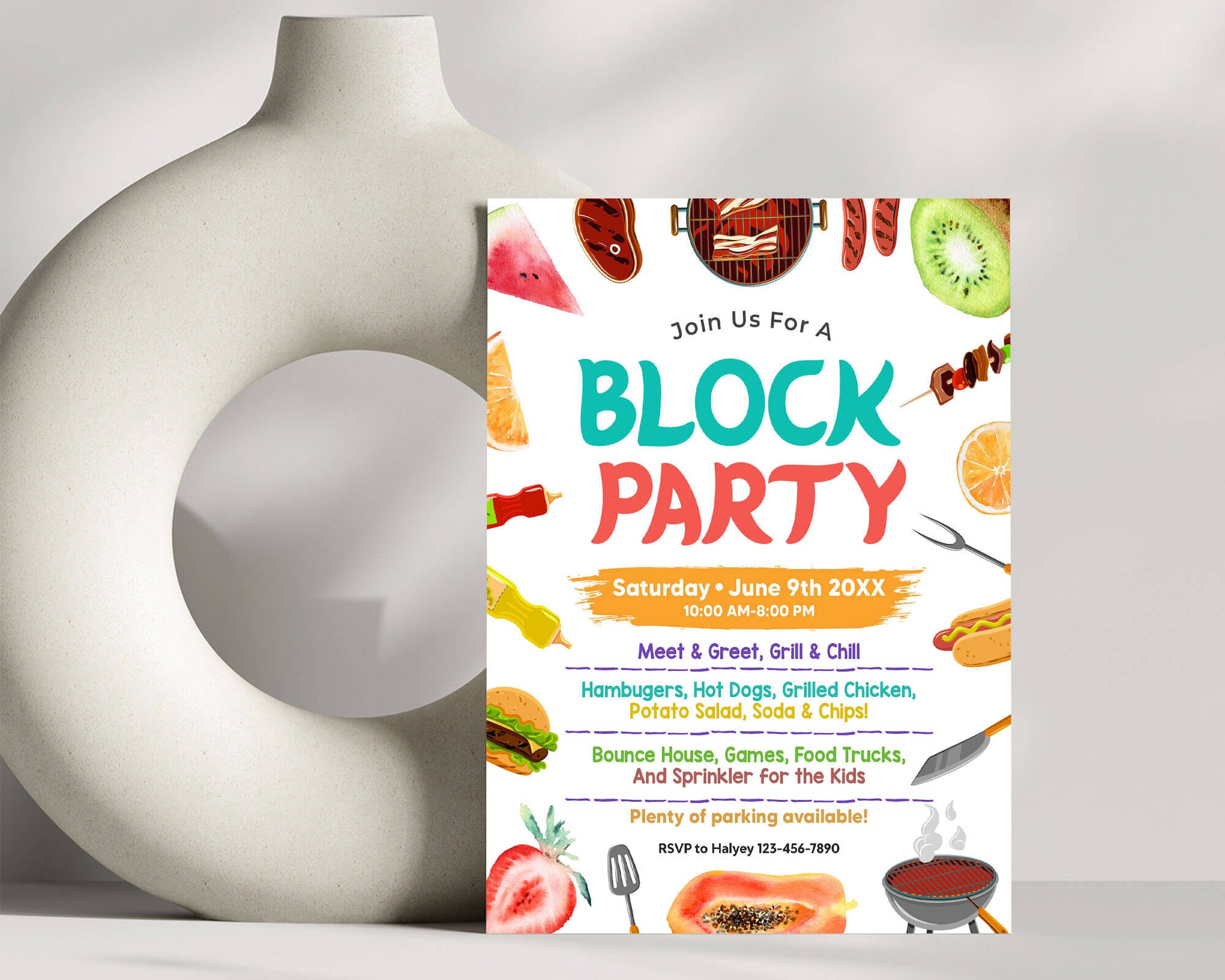 Customizable Block Party Barbecue Invitation Template | BBQ ...