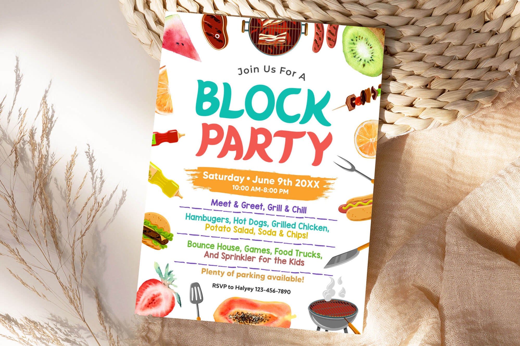 Customizable Block Party Barbecue Invitation Template | BBQ ...