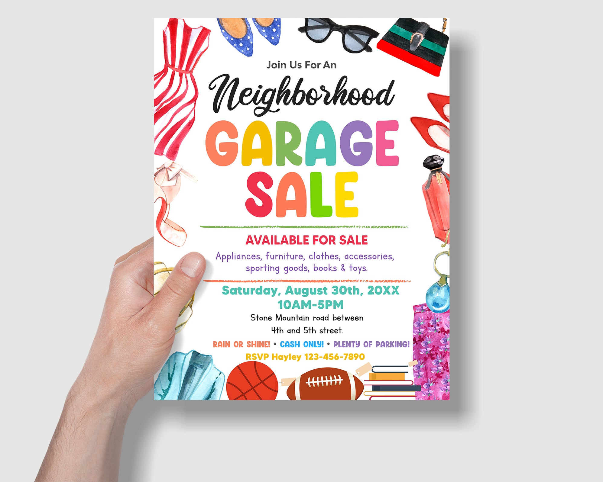 DIY Garage Sale Flyer Template | Neighborhood Yard Sale Event Flyer ...