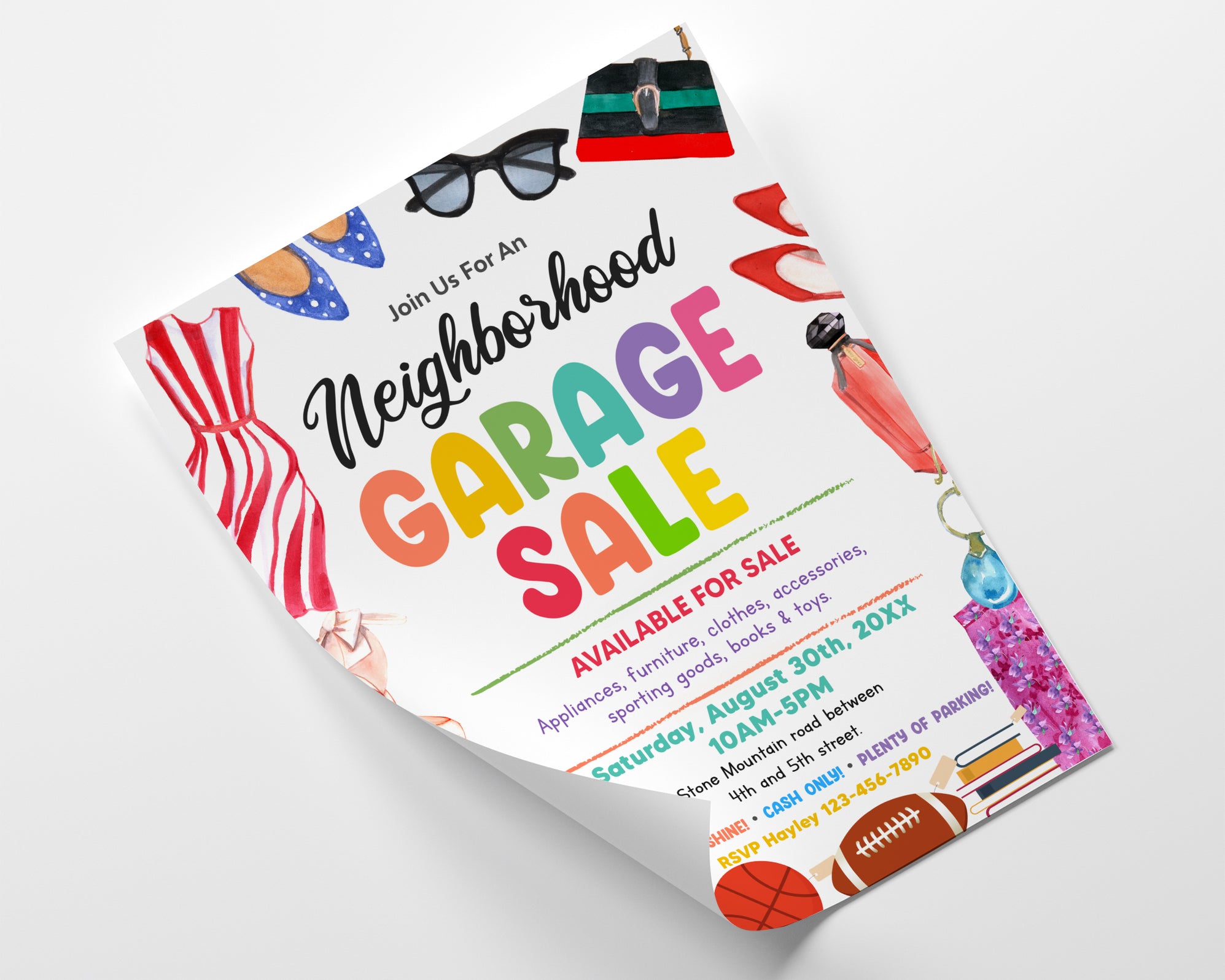 DIY Garage Sale Flyer Template | Neighborhood Yard Sale Event Flyer ...