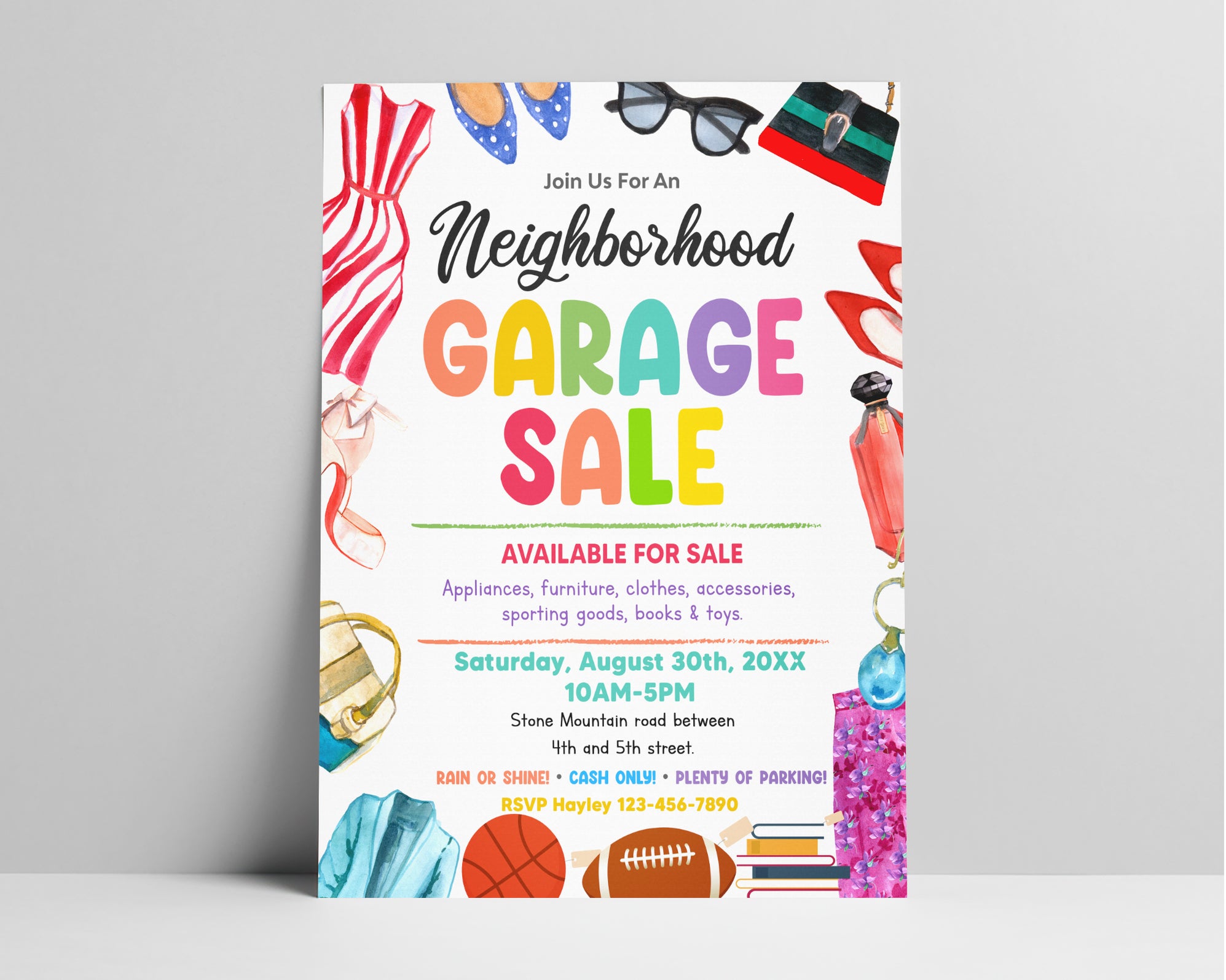 DIY Garage Sale Flyer Template | Neighborhood Yard Sale Event Flyer ...