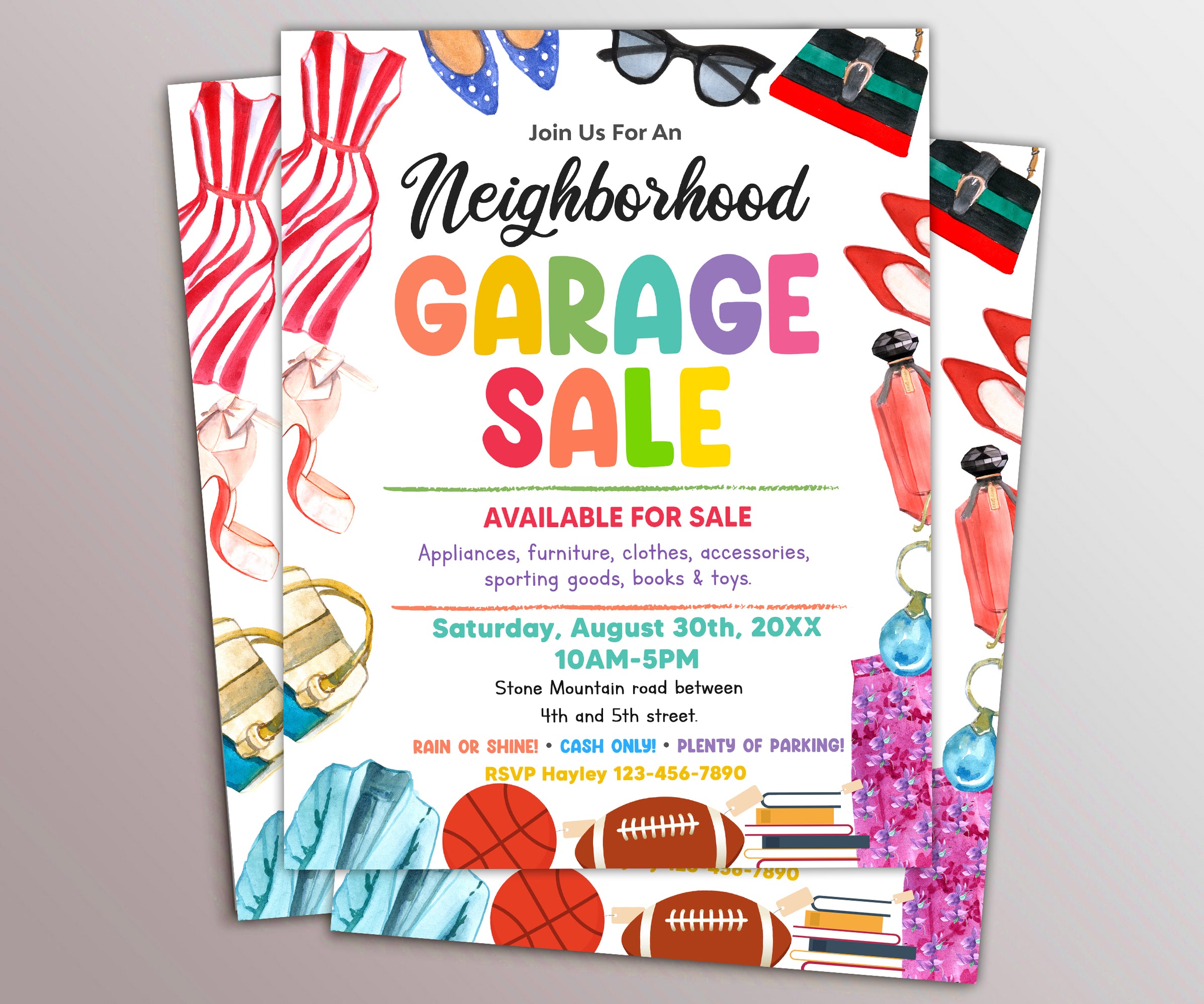DIY Garage Sale Flyer Template | Neighborhood Yard Sale Event Flyer ...