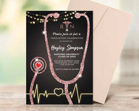 DIY Rose Gold Nurse Graduation Invitation | Nursing Grad Invite ...