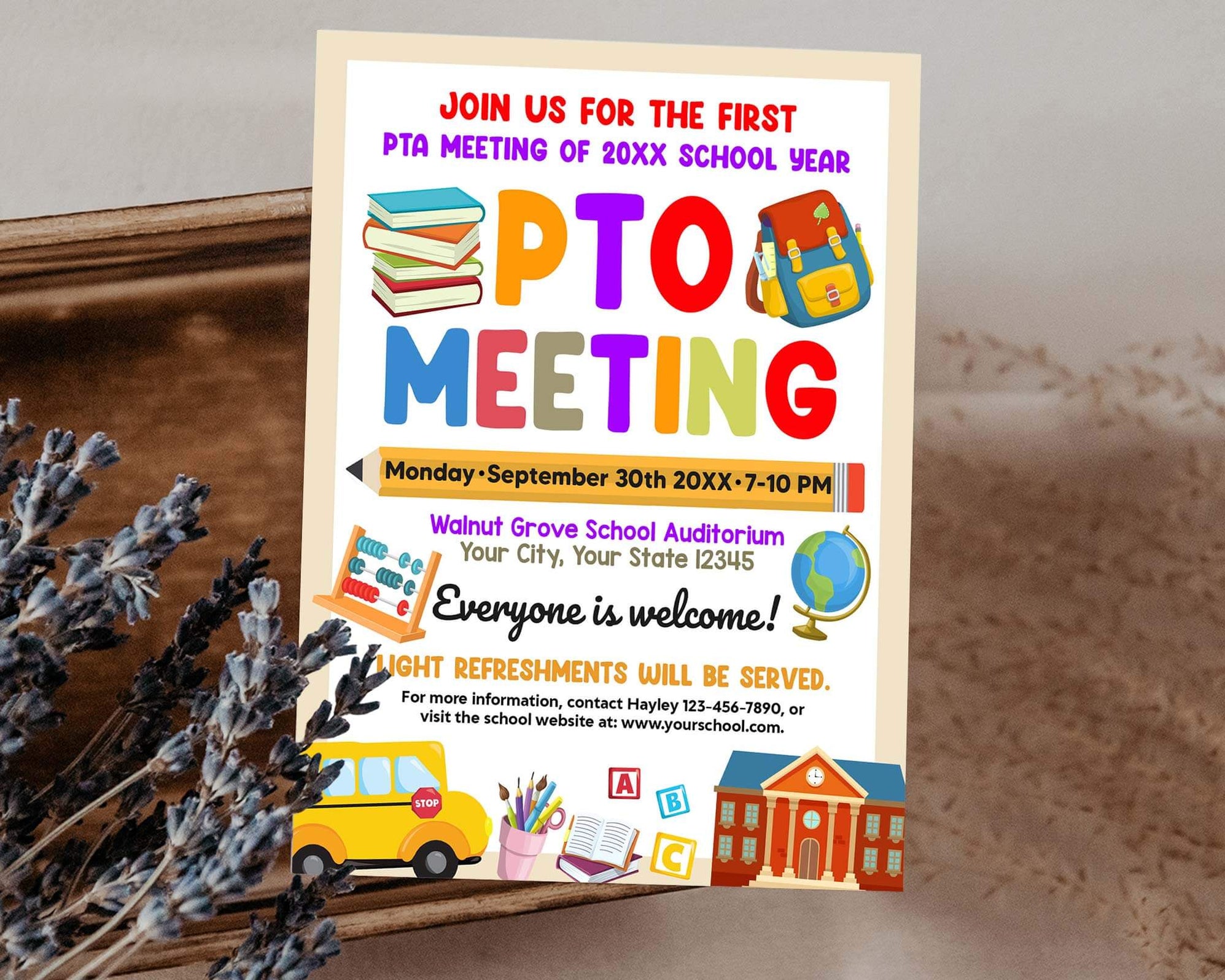 Customizable PTO Meeting Flyer | Back To School Meeting Flyer ...