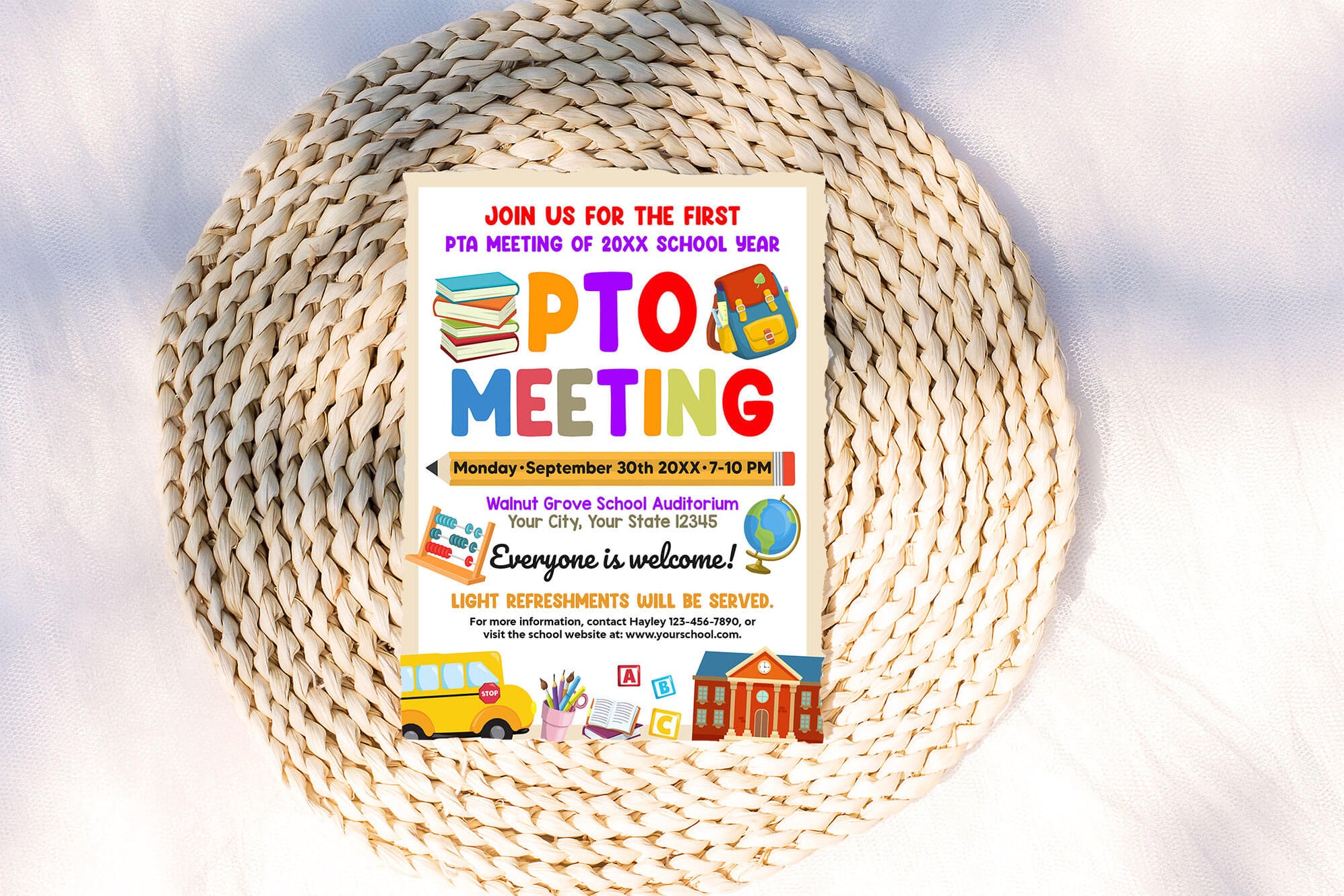 Customizable PTO Meeting Flyer | Back To School Meeting Flyer ...