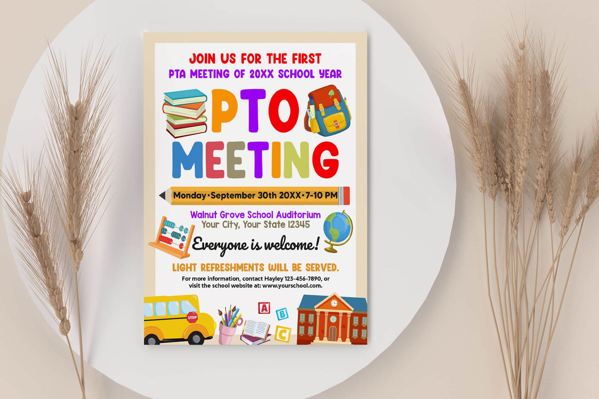 Customizable PTO Meeting Flyer | Back To School Meeting Flyer ...