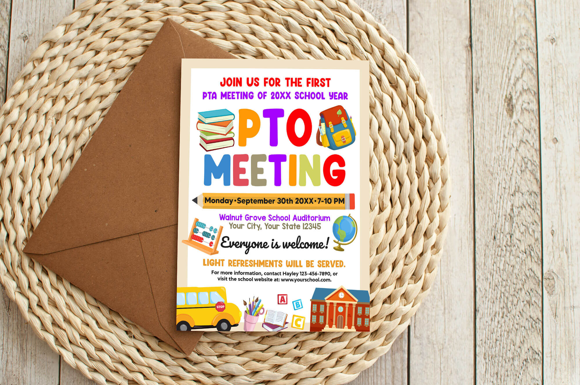 Customizable PTO Meeting Flyer | Back To School Meeting Flyer ...