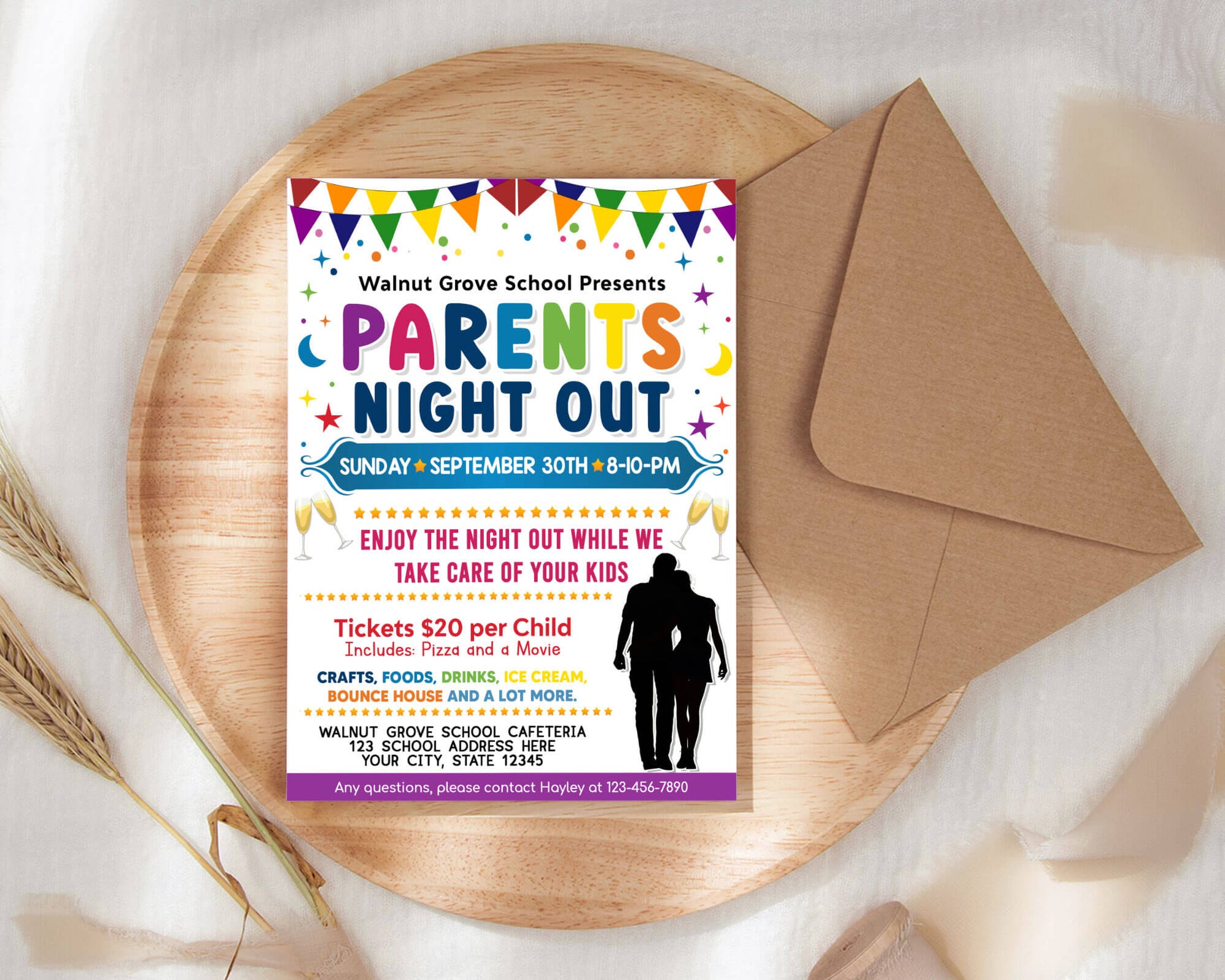 DIY Parents Night Out Flyer | School Family Fundraiser Event Flyer ...