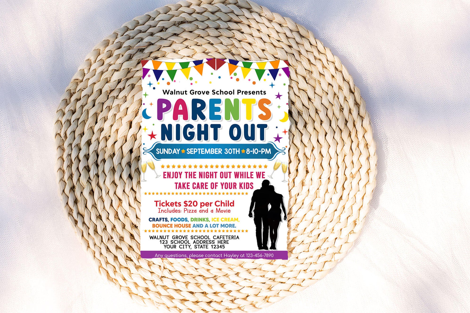 DIY Parents Night Out Flyer | School Family Fundraiser Event Flyer ...