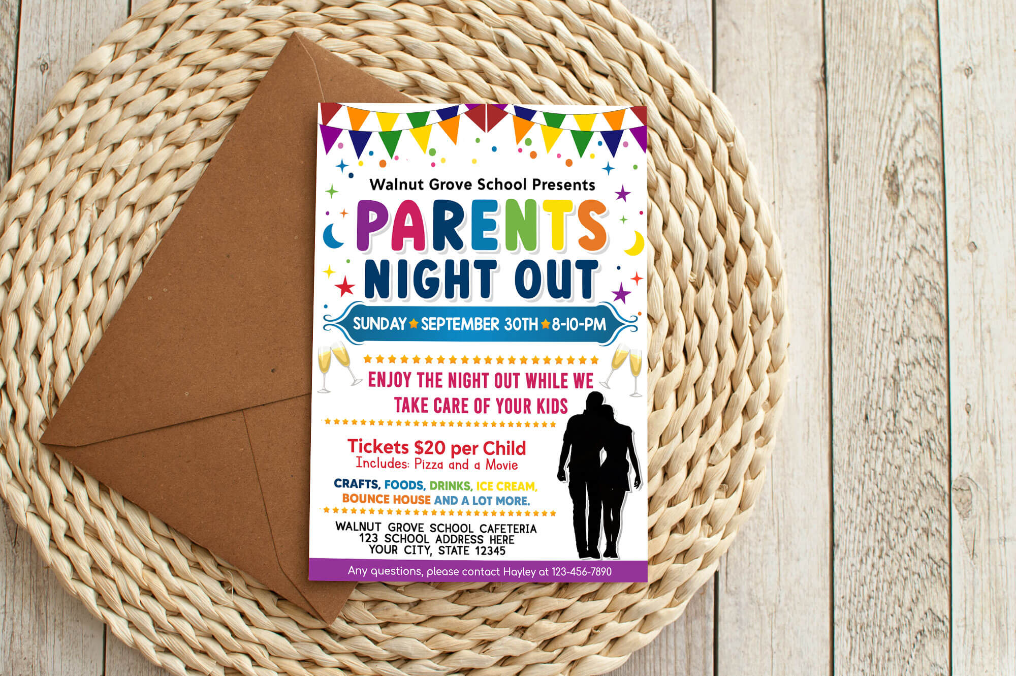 DIY Parents Night Out Flyer | School Family Fundraiser Event Flyer ...